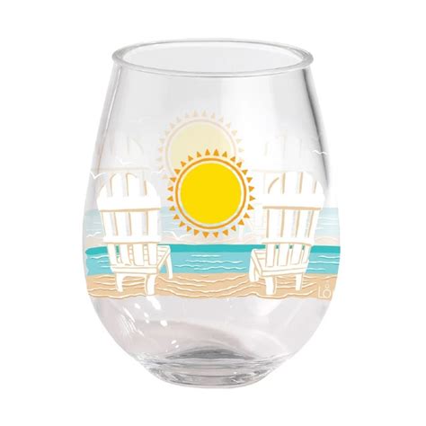 15 Oz Sun On The Beach Acrylic Steamless Wine Glass Wilford And Lee