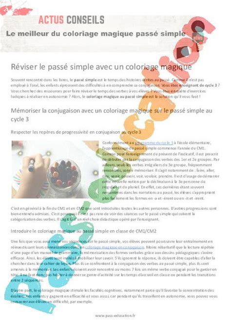 Le meilleur du coloriage magique passé simple par Pass education fr