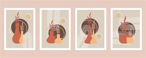 Abstract Shape And Leaf Boho Modern Minimalist Clipart 13273304 Vector