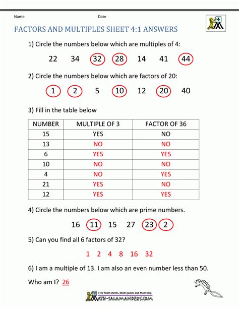 Multiples Worksheets Grade 5 Pdf Free Printable