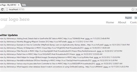 Twitter Rss Feed Reader In Mvc 4