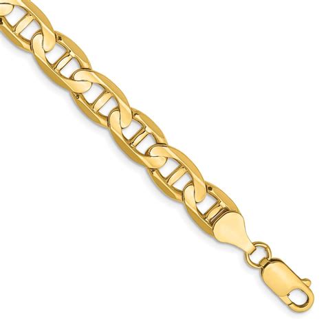 14k Yellow Gold 8mm Concave Anchor Chain 8 In