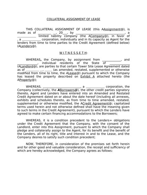 Collateral Assignment Example Fill Out And Sign Online Dochub