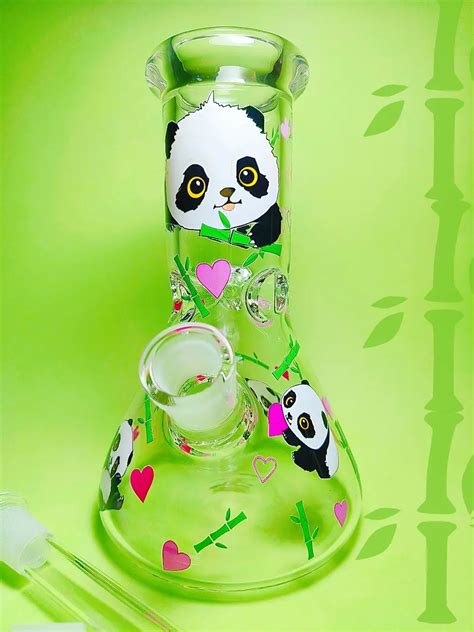 Cute Panda Beaker Glass Bong Girl Stash