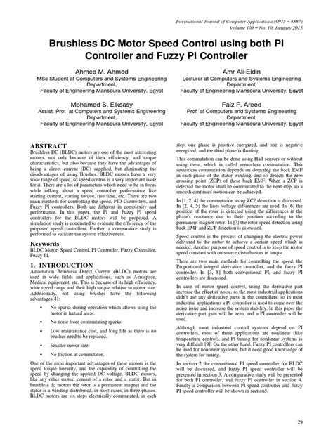 Ushless Dc Motor Speed Control Using Both Pi Pdf Electric Motor