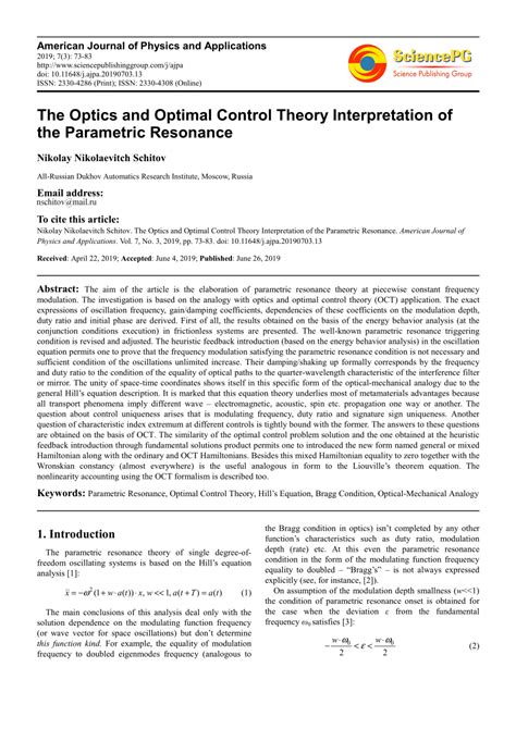 Pdf The Optics And Optimal Control Theory Interpretation Of The