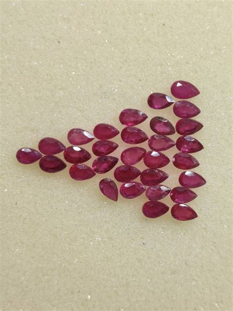 10 Piecesaaa Natural Rubyfaceted Ruby Cut Stoneruby Etsy