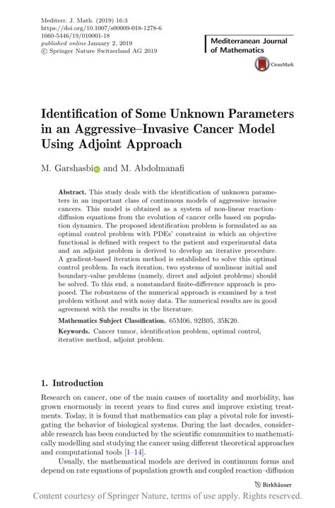 Identification Of Some Unknown Parameters In An Aggressiveinvasive Cancer Model Using Adjoint