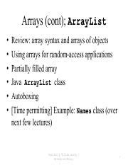 455 LEC 6 ArrayList Pdf Arrays Cont ArrayList Review