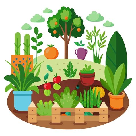 Vegetable Garden Clipart Cartoon Style Vector Illustration Premium Ai Generated Vector