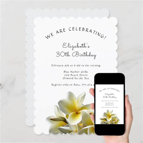 Hawaiian Yellow Plumeria Birthday Party Invitation Zazzle