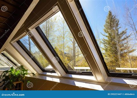 Close Up Shot Of Wide Dormer Windows In The Sunlight Stock Image