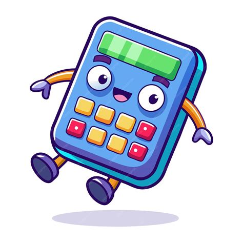 A Cartoon Drawing Of A Blue Calculator With A Green Screen Premium Ai Generated Vector