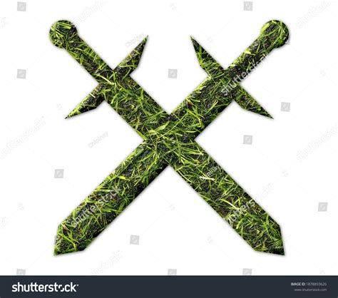 Swords Weapons Grass Green Logo Icon Stock Illustration 1878893626