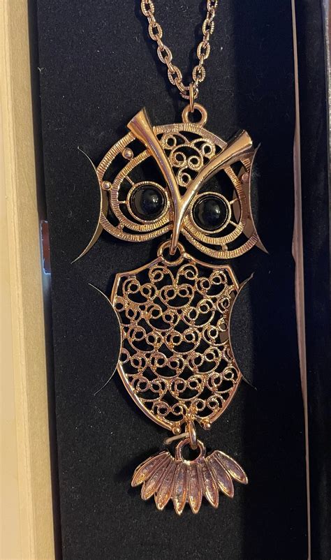 Vintage Sarah Coventry Nite Owl Necklace In Original Box New Vintage