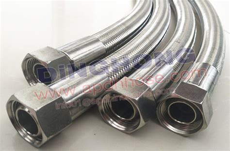 NPT Thread SS304 Braided Teflon Hose Assembly