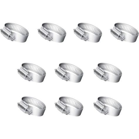 Lot De 10 Colliers De Serrage Réglables En Acier Inoxydable De 16 À 25
