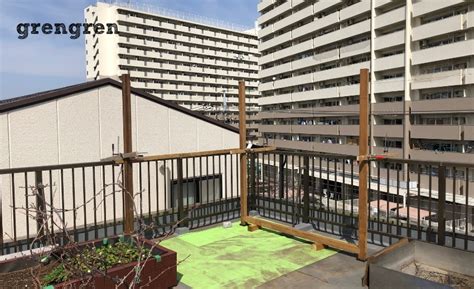 屋上ガーデンの木製パーゴラづくり果樹を誘引して果実を収穫