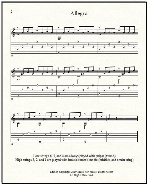 Classical Guitar Sheet Music Allegro By Giuliani