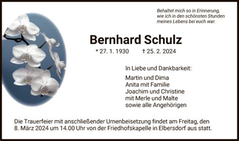 Traueranzeigen Von Bernhard Schulz Trauer HNA De