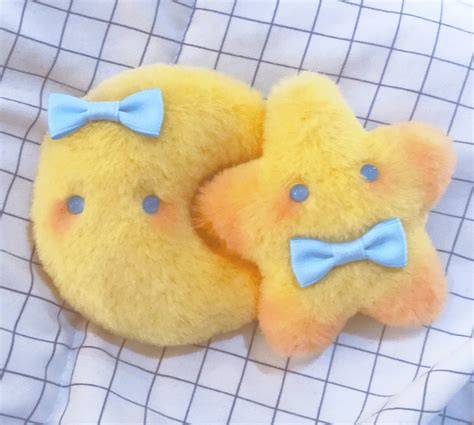 Handmade Cute Moon Star Plush Doll Kawaii Plush Couples Etsy