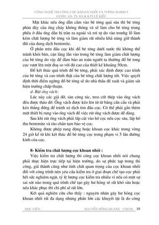 Thi cong coc khoan nhoi va coc barret pgs.ts le kieu | PDF