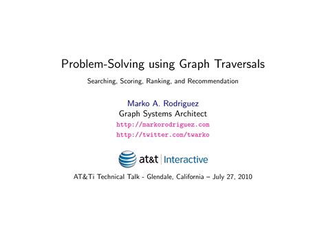 Problem Solving Using Graph Traversals Searching Scoring Ranking And Recommendation Pdf