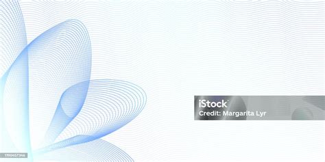 물결 모양의 얇은 곡선에 블루 플로럴 패턴 밝은 색워터마크 추상 벡터 기요슈 쿠폰 수표 티켓 배너 템플릿 크리에이티브 아트 라인 디자인 흰색 배경입니다 Eps10 일러스트