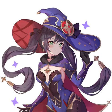 莫娜原神头像图片占星术士魔法帽子黑色连裤袜 BoBoPic