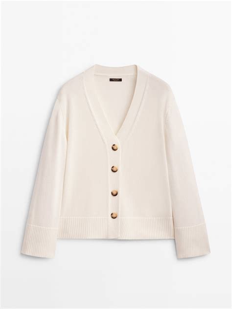 Buy Massimo Dutti Knit Cardigan With Buttons Cream At 40 Off