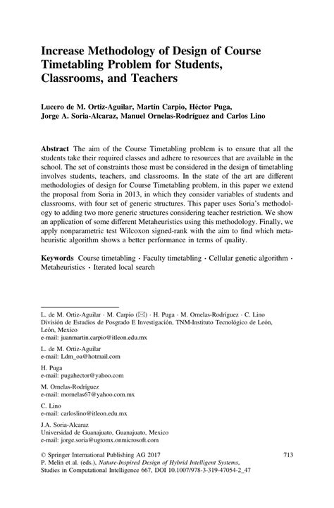 Pdf Increase Methodology Of Design Of Course Timetabling Problem For