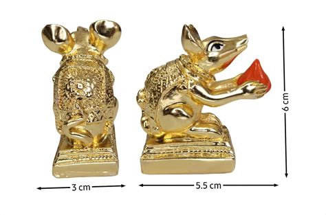 Gold Plated Mushak Idol For Ganpati Pooja Ganeshji Mooshak Mouse Musha
