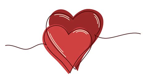 심장 우정과 사랑 개념 연속 라인 아트 드로잉 엽서와 발렌타인 데이 인쇄에 적합합니다 벡터 손 그리기 그림 개념에 대한 스톡