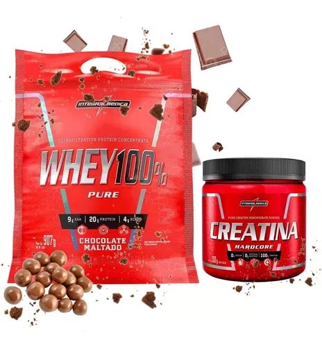 Whey 100 Pure 907g Pouch Creatina 300g Integral Médica Frete Grátis