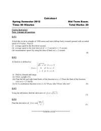 Simple Calculus Questions Calculus Question Paper Docsity