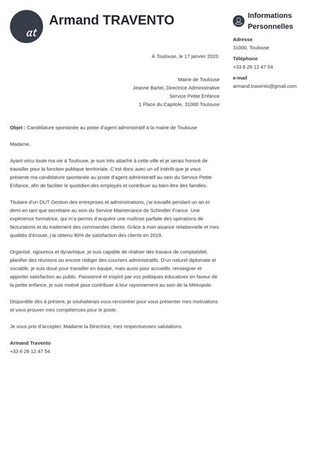 Lettre De Motivation Pour Mairie Exemple