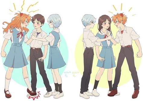 аска синдзи и рей Милые рисунки Евангелион Смешные рисунки