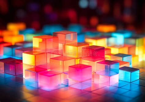 Abstract Technology And Futuristic Concept In Piles Of Glowing Cubes Stock Image Image Of
