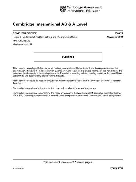 Cambridge International As And A Level Computer Science 960821 Mayjune