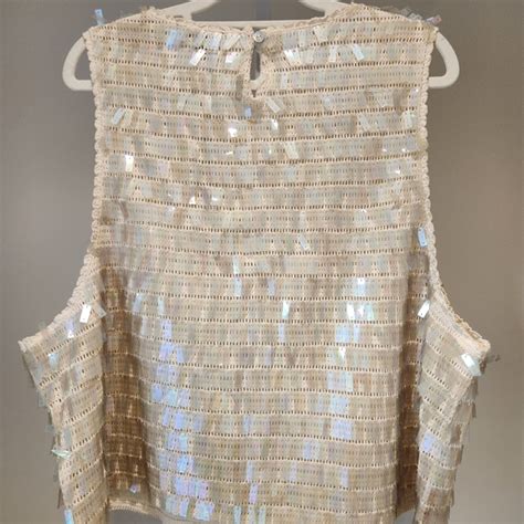 J Crew Tops Nwt J Crew Crochet Sequin Tank Top Shirt Sleeveless 2x