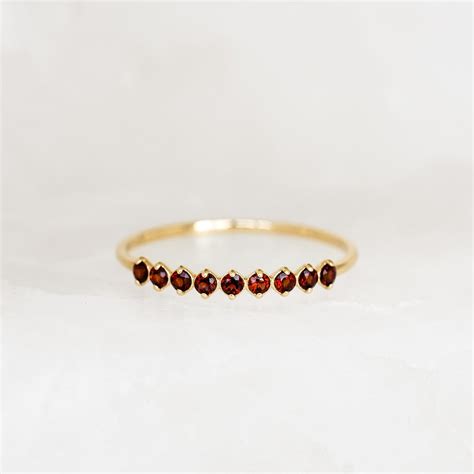 January Birthstone Ring 14k Gold Garnet Linjer Jewelry