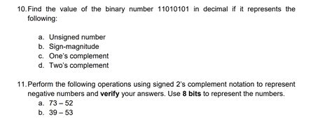 Solved 10 Find The Value Of The Binary Number 11010101 In