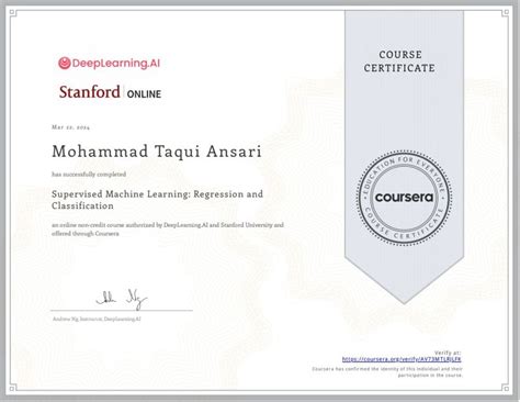 Md Taqui Ansari On Linkedin Machinelearning Andrewng Coursera