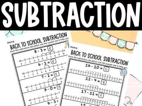 Back To School Subtraction Within 20 Practise Worksheets On Number Line Activities Ks1 Year 1