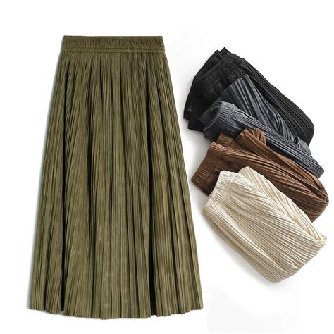 Thickening Gold Velvet Pleated Skirt