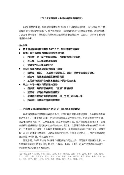 2022年第四季度《中国企业招聘薪酬报告》