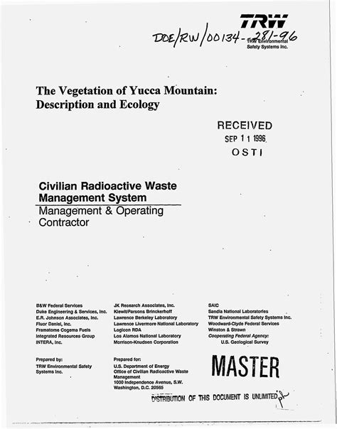 The Vegetation Of Yucca Mountain Description And Ecology Unt Digital