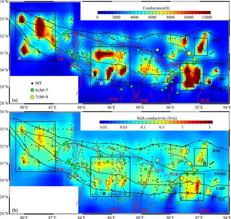 Vertically Integrated A Conductance And B Bulk Conductivity Maps