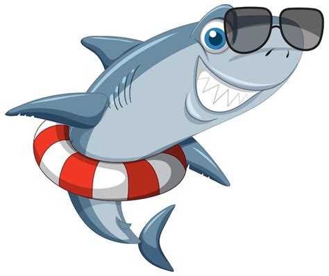 Free Vector Smiling Shark Cartoon Character