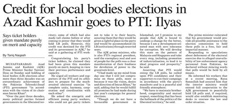 Dawn Epaper Oct 31 2022 Credit For Local Bodies Elections In Azad